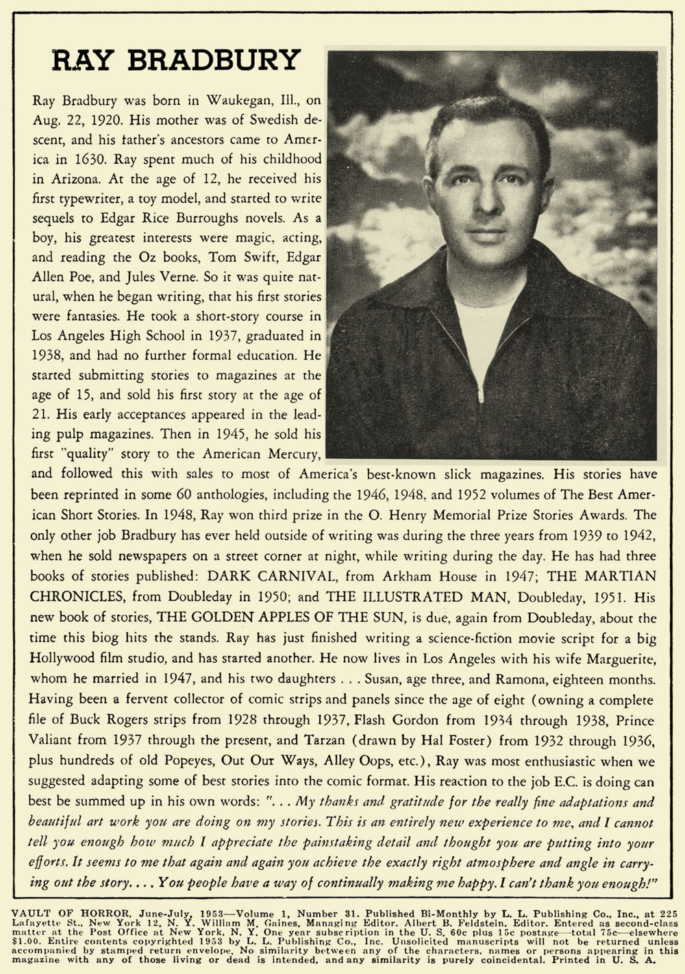 Adieu to Summer and to Childhood: Ray Bradbury’s “The Lake” – Who's Out ...